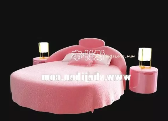 Round Bed Pink Color With Lamp Free 3d Model Max Open3dmodel