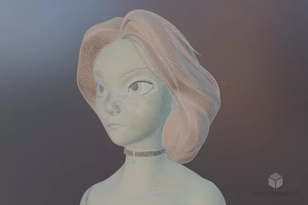 Cartoon Cute Girl Pink Hair Girl Free 3d Model C4d Dae Max